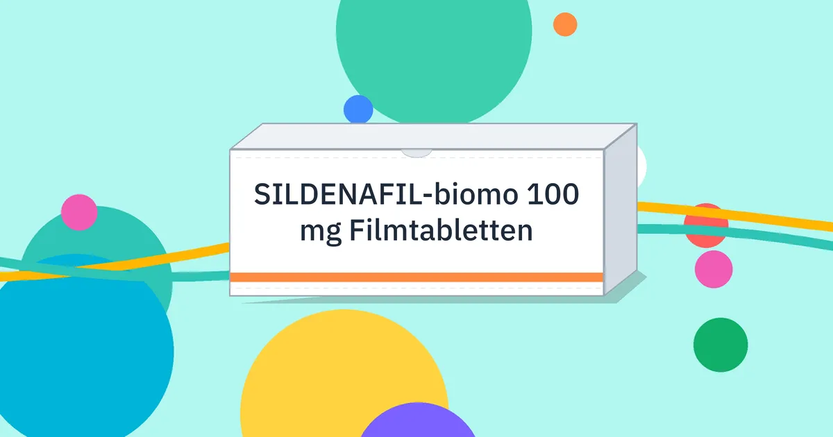 Symbolbild: Packung mit der Aufschrift SILDENAFIL-biomo 100 mg Filmtabletten (PZN 12725122) – Verfügbarkeit und Bezug in Apotheken in Frankfurt am Main