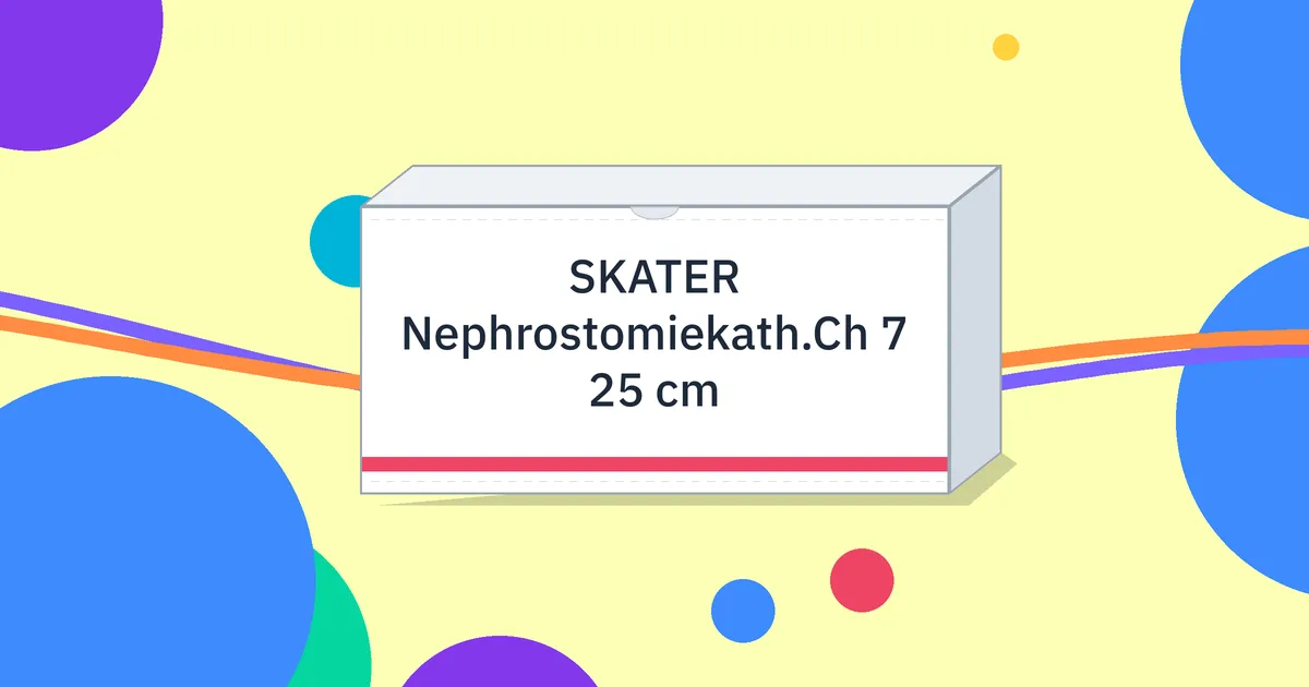 Symbolbild: Packung mit der Aufschrift SKATER Nephrostomiekath.Ch 7 25 cm (PZN 04508161) – Verfügbarkeit und Bezug in Apotheken in Frankfurt am Main