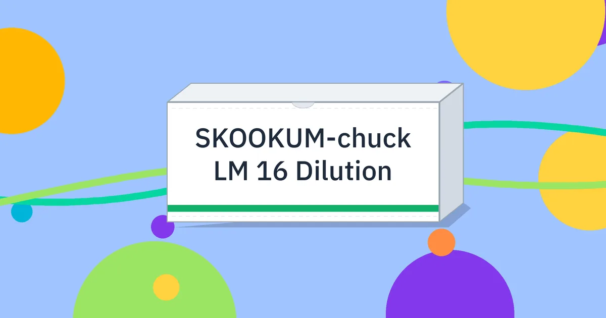 Symbolbild: Packung mit der Aufschrift SKOOKUM-chuck LM 16 Dilution (PZN 13191591) – Verfügbarkeit und Bezug in Apotheken in Frankfurt am Main