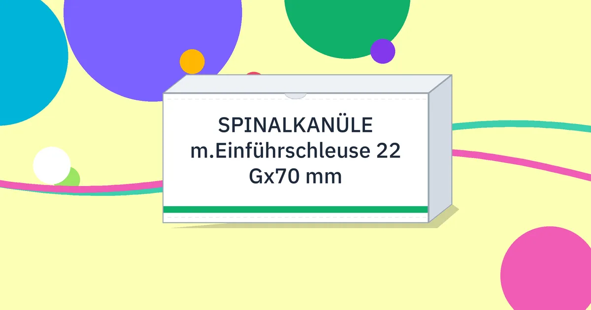 Symbolbild: Packung mit der Aufschrift SPINALKANÜLE m.Einführschleuse 22 Gx70 mm (PZN 03949839) – Verfügbarkeit und Bezug in Apotheken in Frankfurt am Main
