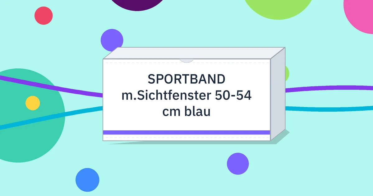 Symbolbild: Packung mit der Aufschrift SPORTBAND m.Sichtfenster 50-54 cm blau (PZN 12904391) – Verfügbarkeit und Bezug in Apotheken in Frankfurt am Main