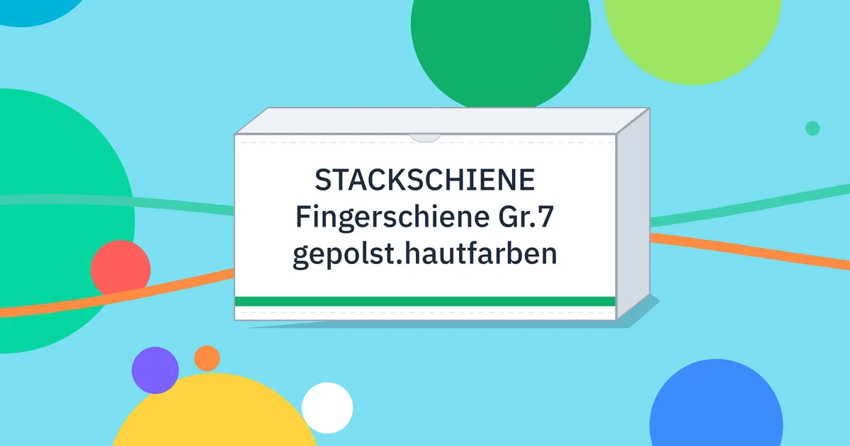 Symbolbild: Packung mit der Aufschrift STACKSCHIENE Fingerschiene Gr.7 gepolst.hautfarben (PZN 12776071) – Verfügbarkeit und Bezug in Apotheken in Frankfurt am Main