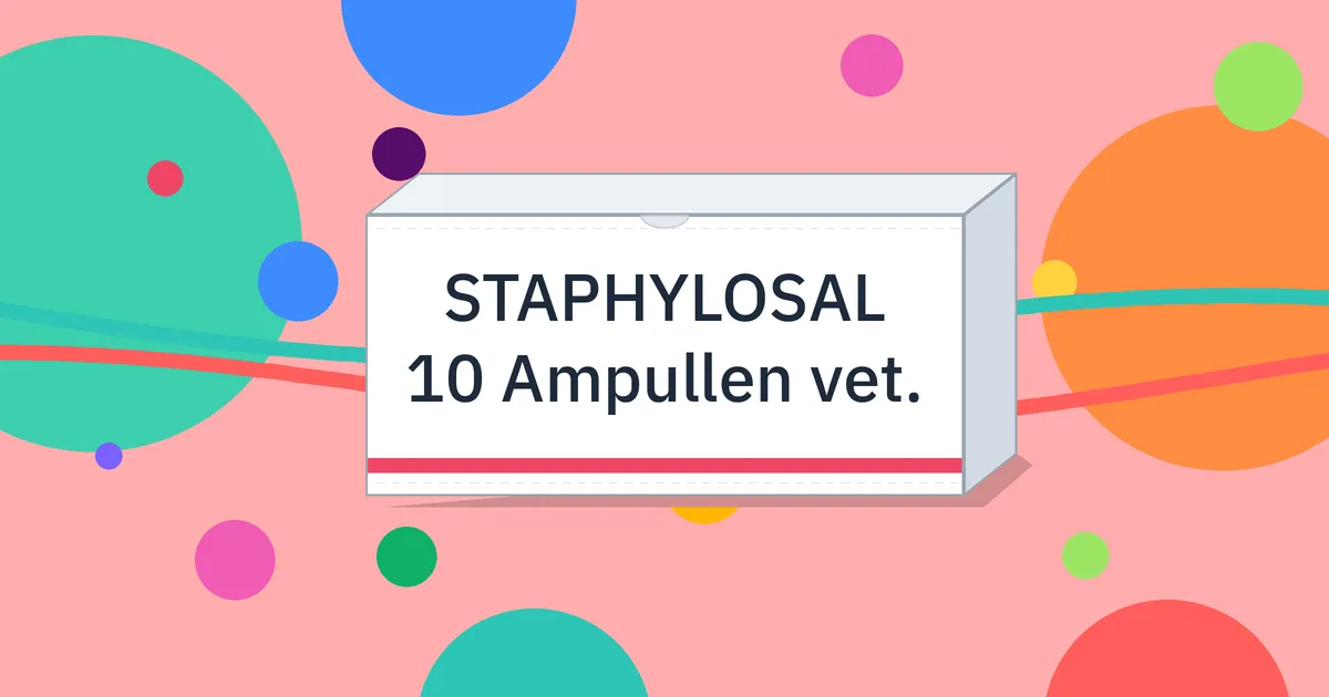 Symbolbild: Packung mit der Aufschrift STAPHYLOSAL 10 Ampullen vet. (PZN 07557183) – Verfügbarkeit und Bezug in Apotheken in Frankfurt am Main