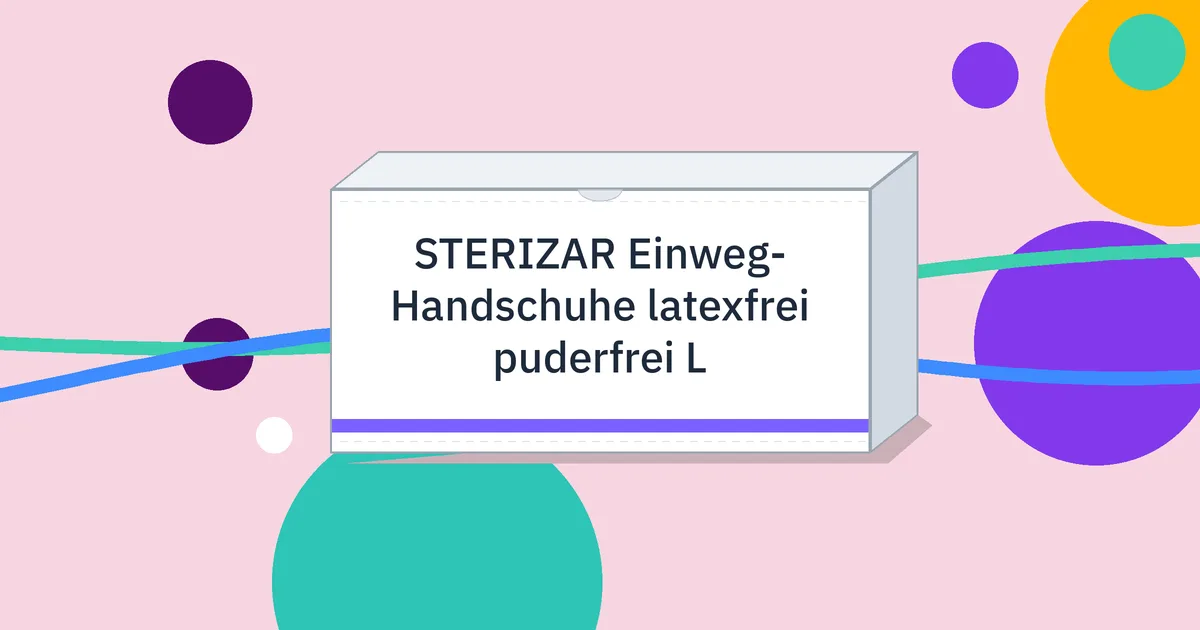 Symbolbild: Packung mit der Aufschrift STERIZAR Einweg-Handschuhe latexfrei puderfrei L (PZN 17943378) – Verfügbarkeit und Bezug in Apotheken in Frankfurt am Main
