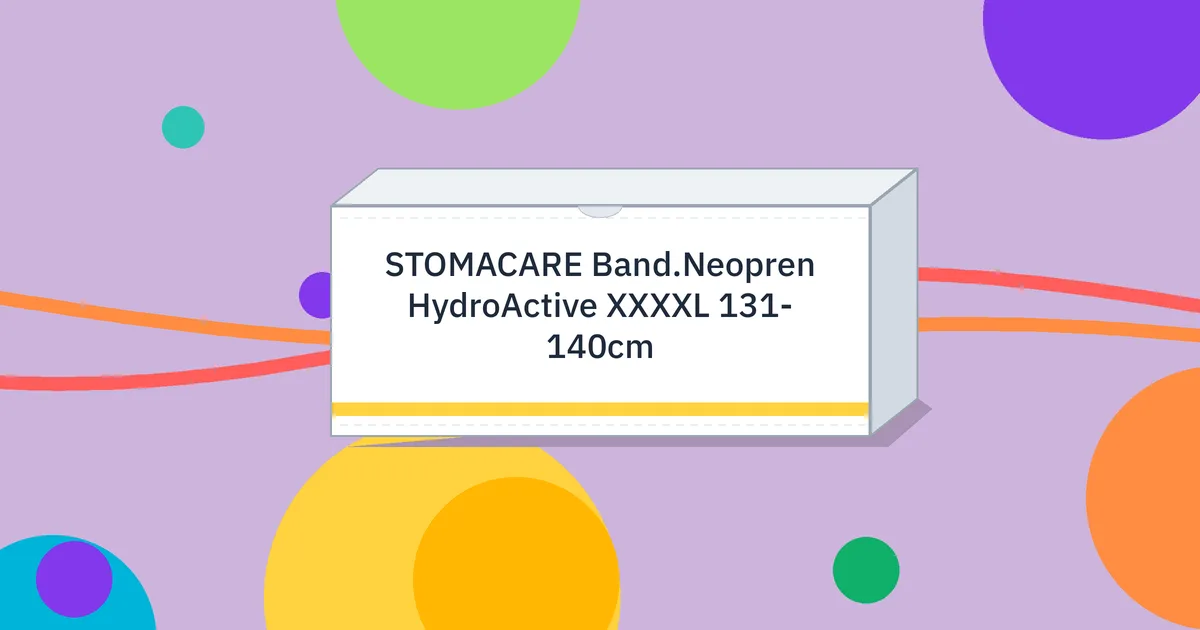 Symbolbild: Packung mit der Aufschrift STOMACARE Band.Neopren HydroActive XXXXL 131-140cm (PZN 15255042) – Verfügbarkeit und Bezug in Apotheken in Frankfurt am Main