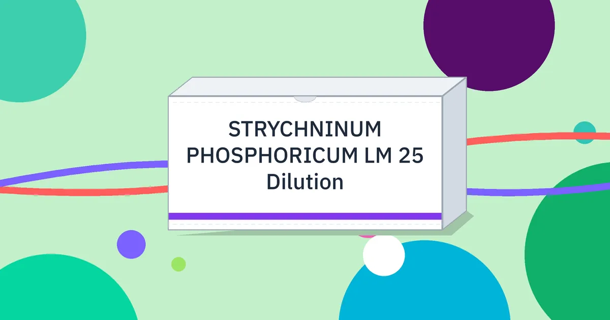 Symbolbild: Packung mit der Aufschrift STRYCHNINUM PHOSPHORICUM LM 25 Dilution (PZN 13207352) – Verfügbarkeit und Bezug in Apotheken in Frankfurt am Main