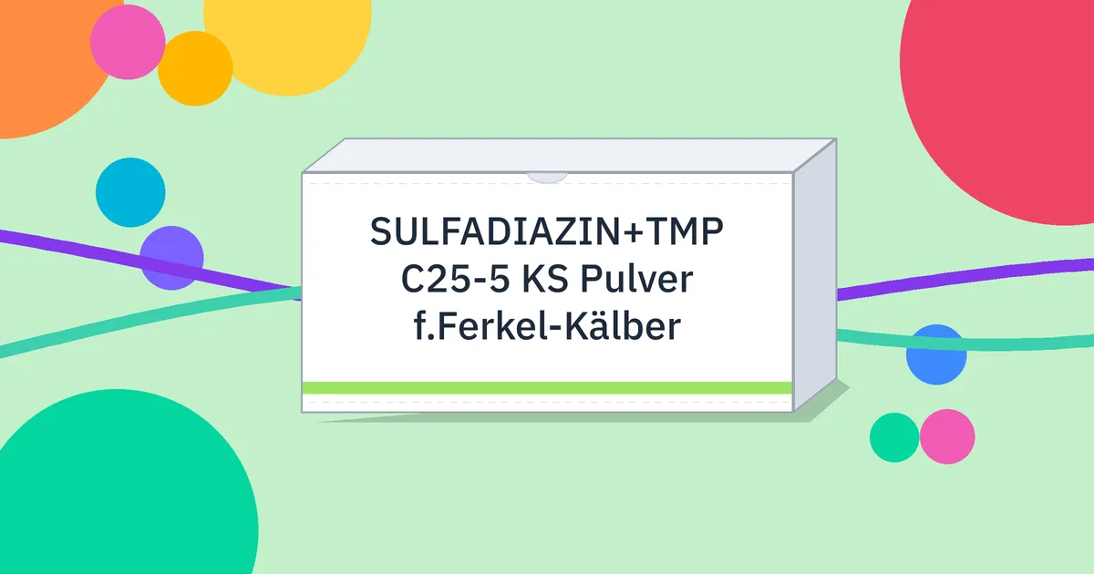 Symbolbild: Packung mit der Aufschrift SULFADIAZIN+TMP C25-5 KS Pulver f.Ferkel-Kälber (PZN 00182739) – Verfügbarkeit und Bezug in Apotheken in Frankfurt am Main