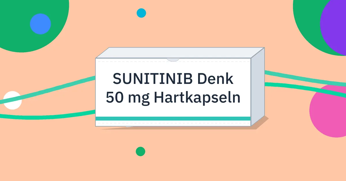Symbolbild: Packung mit der Aufschrift SUNITINIB Denk 50 mg Hartkapseln (PZN 17296016) – Verfügbarkeit und Bezug in Apotheken in Frankfurt am Main