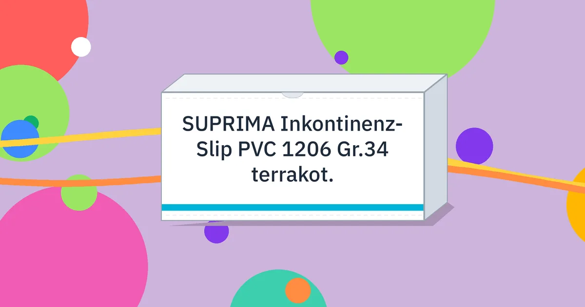 Symbolbild: Packung mit der Aufschrift SUPRIMA Inkontinenz-Slip PVC 1206 Gr.34 terrakot. (PZN 00416982) – Verfügbarkeit und Bezug in Apotheken in Frankfurt am Main