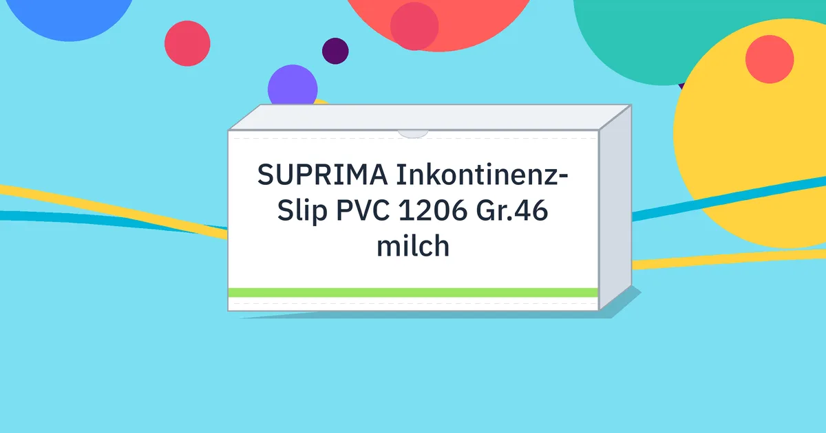 Symbolbild: Packung mit der Aufschrift SUPRIMA Inkontinenz-Slip PVC 1206 Gr.46 milch (PZN 03922214) – Verfügbarkeit und Bezug in Apotheken in Frankfurt am Main