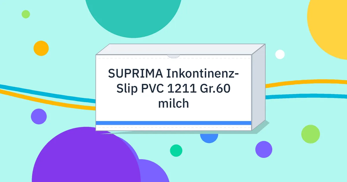 Symbolbild: Packung mit der Aufschrift SUPRIMA Inkontinenz-Slip PVC 1211 Gr.60 milch (PZN 03922705) – Verfügbarkeit und Bezug in Apotheken in Frankfurt am Main