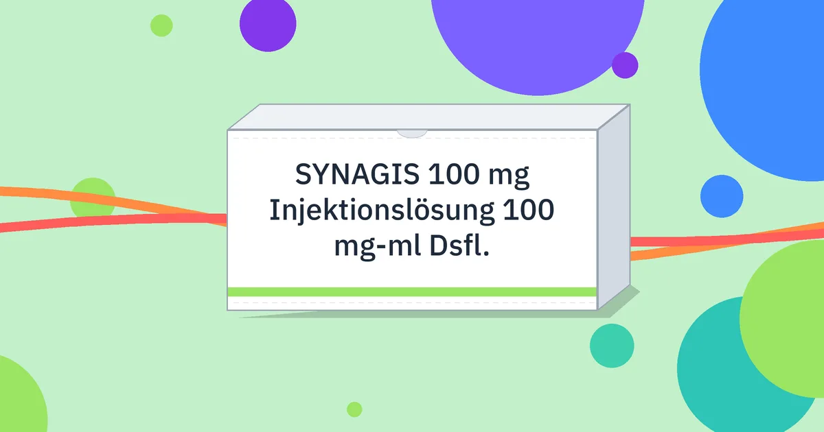Symbolbild: Packung mit der Aufschrift SYNAGIS 100 mg Injektionslösung 100 mg-ml Dsfl. (PZN 09290040) – Verfügbarkeit und Bezug in Apotheken in Frankfurt am Main