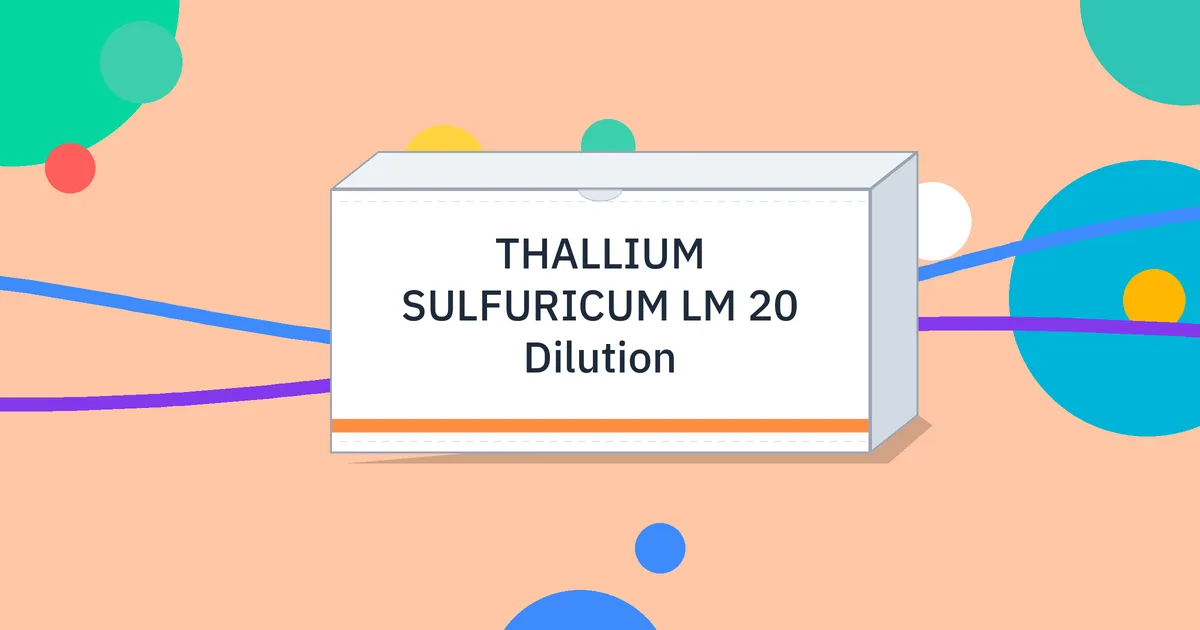 Symbolbild: Packung mit der Aufschrift THALLIUM SULFURICUM LM 20 Dilution (PZN 13218930) – Verfügbarkeit und Bezug in Apotheken in Frankfurt am Main