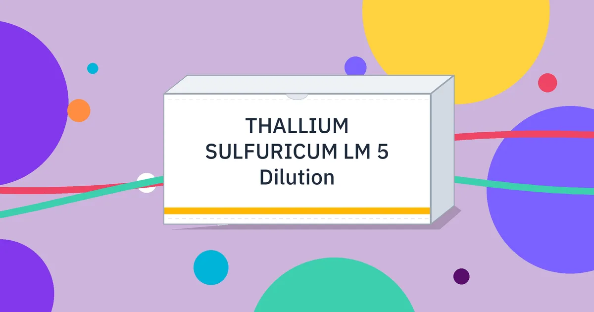Symbolbild: Packung mit der Aufschrift THALLIUM SULFURICUM LM 5 Dilution (PZN 13218752) – Verfügbarkeit und Bezug in Apotheken in Frankfurt am Main