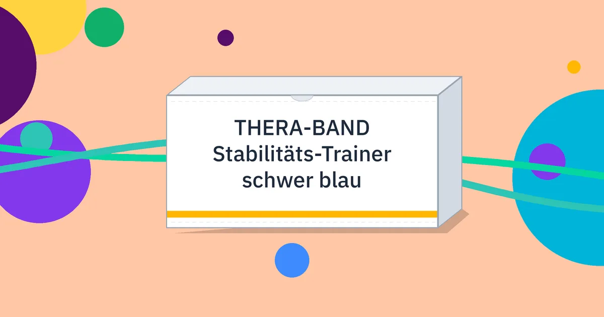 Symbolbild: Packung mit der Aufschrift THERA-BAND Stabilitäts-Trainer schwer blau (PZN 01028147) – Verfügbarkeit und Bezug in Apotheken in Frankfurt am Main