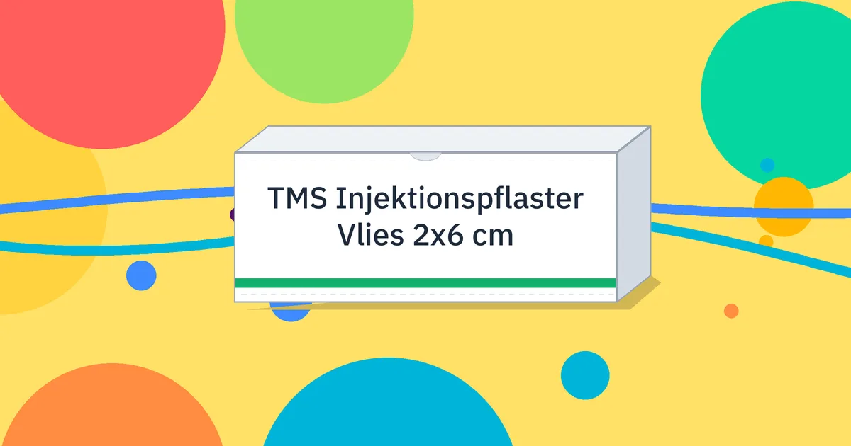 Symbolbild: Packung mit der Aufschrift TMS Injektionspflaster Vlies 2x6 cm (PZN 18316873) – Verfügbarkeit und Bezug in Apotheken in Frankfurt am Main