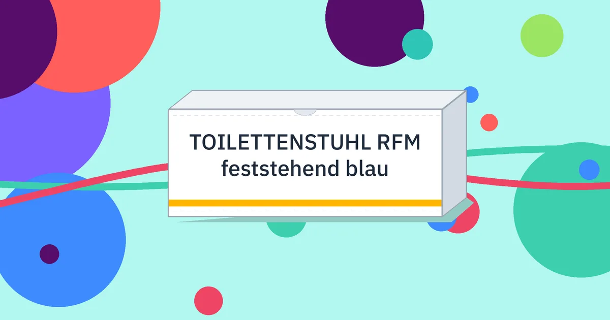 Symbolbild: Packung mit der Aufschrift TOILETTENSTUHL RFM feststehend blau (PZN 11878906) – Verfügbarkeit und Bezug in Apotheken in Frankfurt am Main