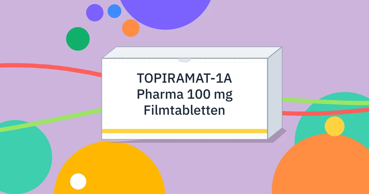 Symbolbild: Packung mit der Aufschrift TOPIRAMAT-1A Pharma 100 mg Filmtabletten (PZN 05369247) – Verfügbarkeit und Bezug in Apotheken in Frankfurt am Main