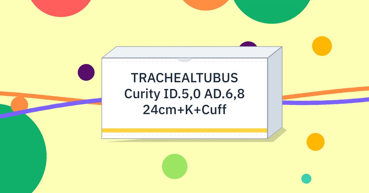 Symbolbild: Packung mit der Aufschrift TRACHEALTUBUS Curity ID.5,0 AD.6,8 24cm+K+Cuff (PZN 08885021) – Verfügbarkeit und Bezug in Apotheken in Frankfurt am Main