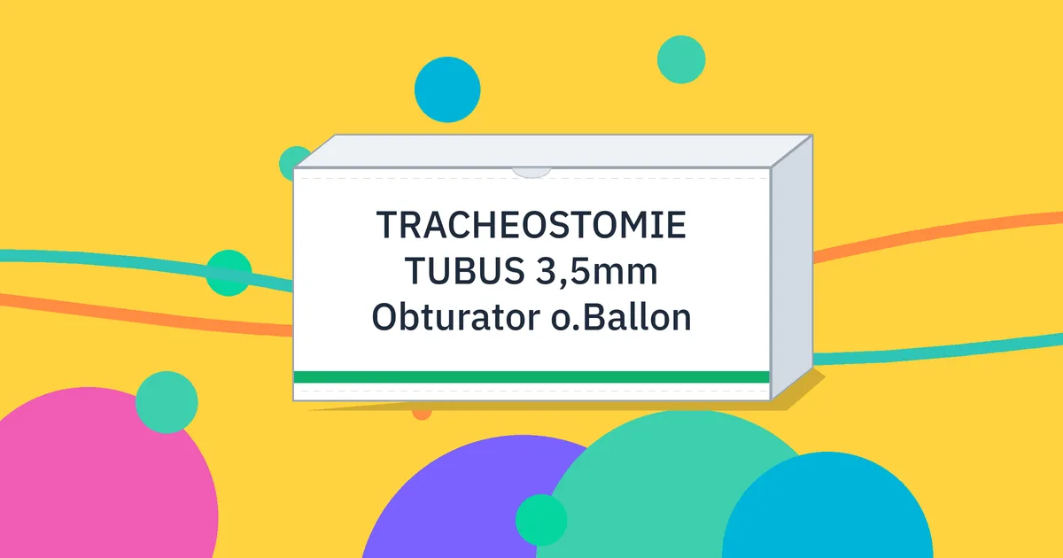 Symbolbild: Packung mit der Aufschrift TRACHEOSTOMIE TUBUS 3,5mm Obturator o.Ballon (PZN 00084735) – Verfügbarkeit und Bezug in Apotheken in Frankfurt am Main