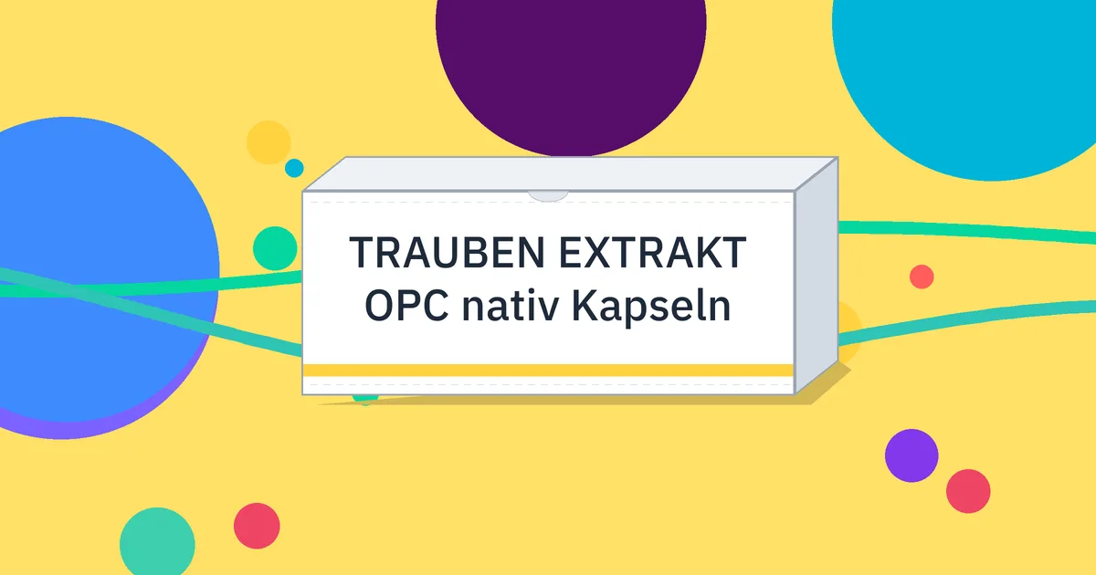 Symbolbild: Packung mit der Aufschrift TRAUBEN EXTRAKT OPC nativ Kapseln (PZN 07717557) – Verfügbarkeit und Bezug in Apotheken in Frankfurt am Main