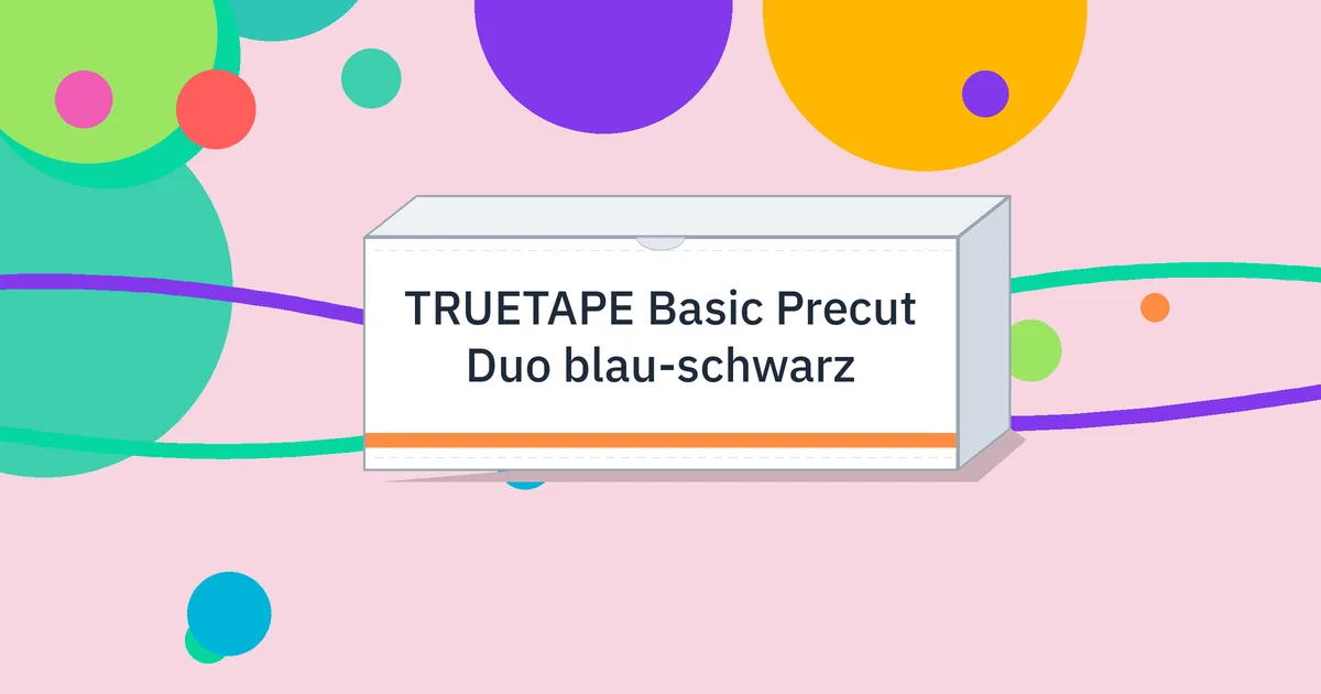 Symbolbild: Packung mit der Aufschrift TRUETAPE Basic Precut Duo blau-schwarz (PZN 17619695) – Verfügbarkeit und Bezug in Apotheken in Frankfurt am Main