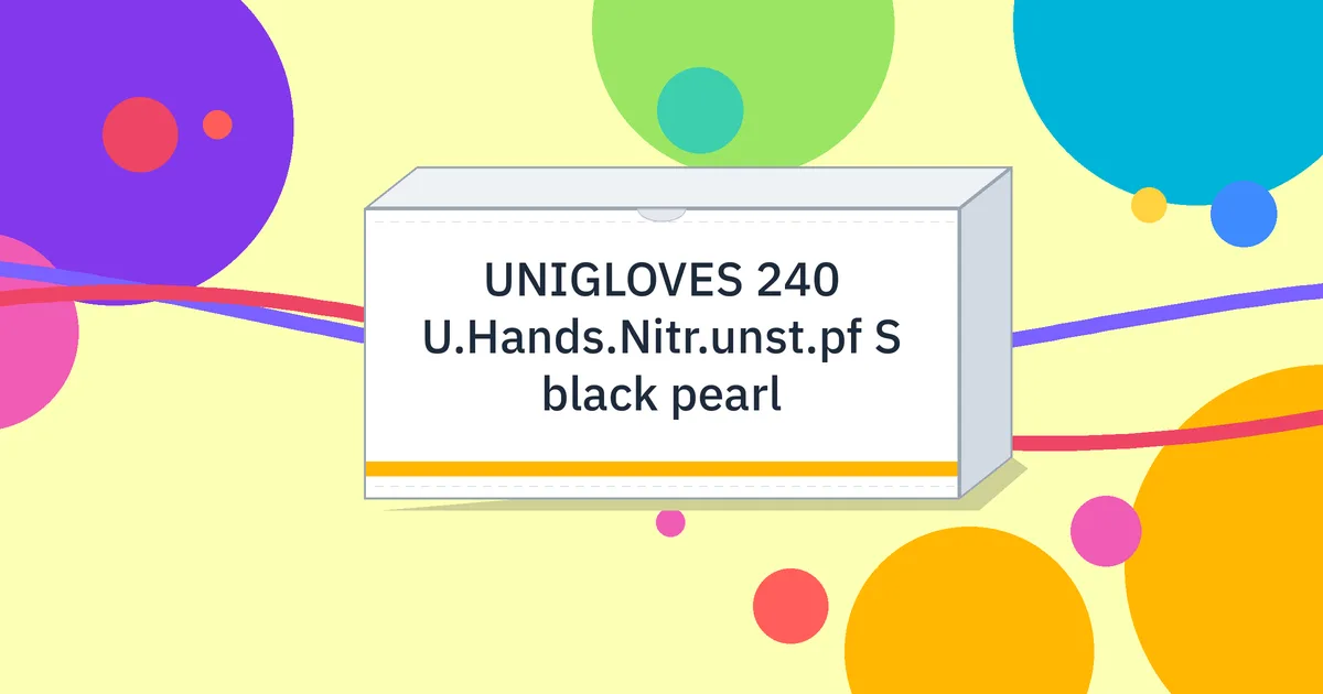 Symbolbild: Packung mit der Aufschrift UNIGLOVES 240 U.Hands.Nitr.unst.pf S black pearl (PZN 18101517) – Verfügbarkeit und Bezug in Apotheken in Frankfurt am Main