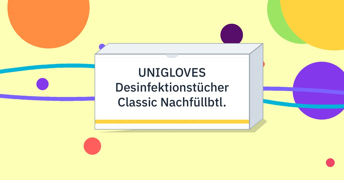 Symbolbild: Packung mit der Aufschrift UNIGLOVES Desinfektionstücher Classic Nachfüllbtl. (PZN 18332323) – Verfügbarkeit und Bezug in Apotheken in Frankfurt am Main