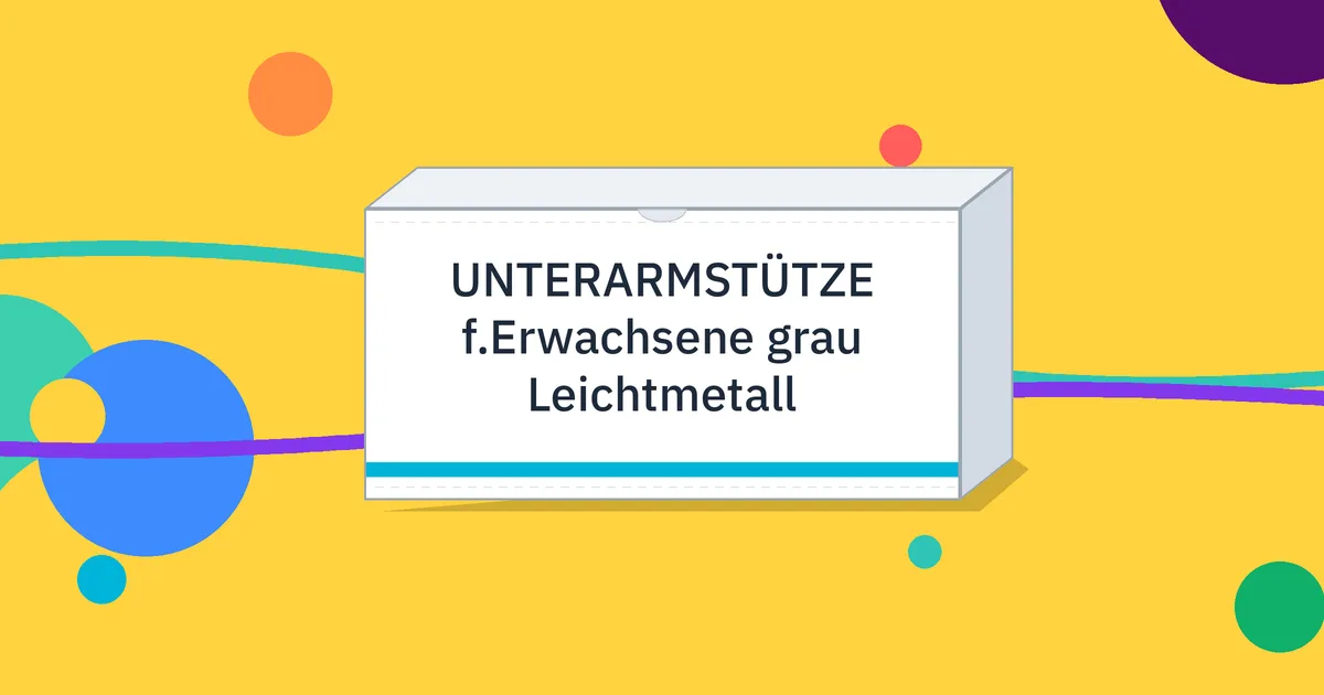 Symbolbild: Packung mit der Aufschrift UNTERARMSTÜTZE f.Erwachsene grau Leichtmetall (PZN 03051340) – Verfügbarkeit und Bezug in Apotheken in Frankfurt am Main