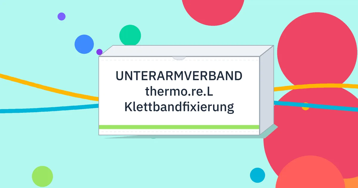 Symbolbild: Packung mit der Aufschrift UNTERARMVERBAND thermo.re.L Klettbandfixierung (PZN 08429719) – Verfügbarkeit und Bezug in Apotheken in Frankfurt am Main