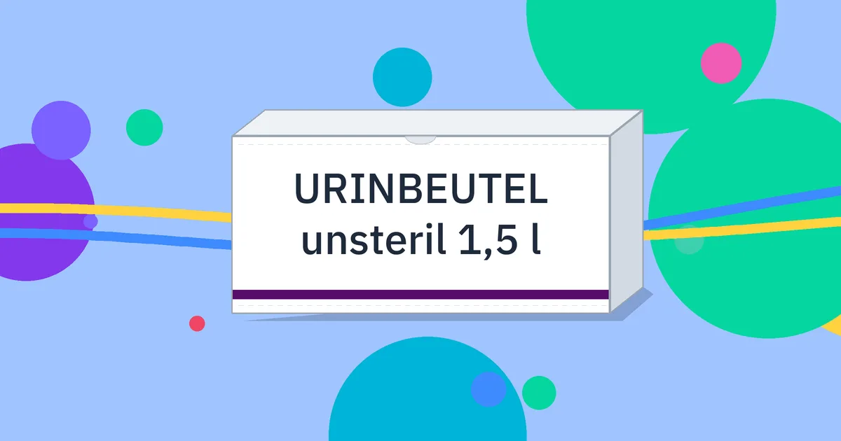 Symbolbild: Packung mit der Aufschrift URINBEUTEL unsteril 1,5 l (PZN 09606313) – Verfügbarkeit und Bezug in Apotheken in Frankfurt am Main