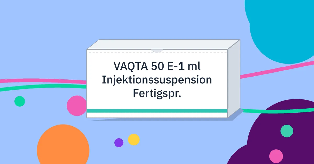 Symbolbild: Packung mit der Aufschrift VAQTA 50 E-1 ml Injektionssuspension Fertigspr. (PZN 14418246) – Verfügbarkeit und Bezug in Apotheken in Frankfurt am Main