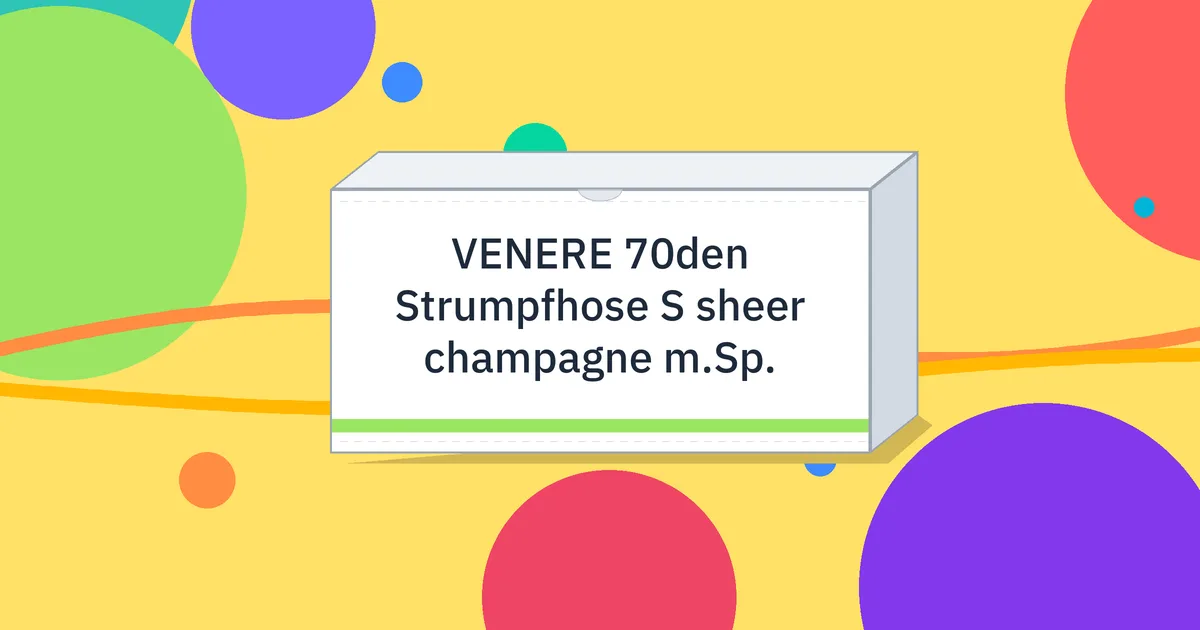Symbolbild: Packung mit der Aufschrift VENERE 70den Strumpfhose S sheer champagne m.Sp. (PZN 16173174) – Verfügbarkeit und Bezug in Apotheken in Frankfurt am Main