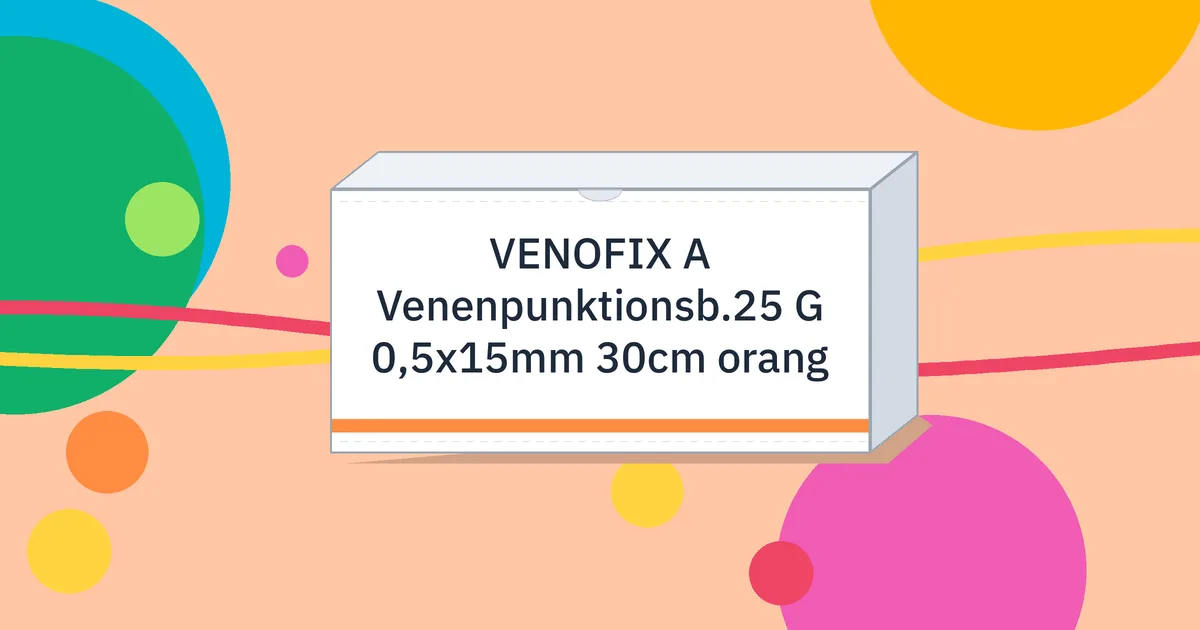 Symbolbild: Packung mit der Aufschrift VENOFIX A Venenpunktionsb.25 G 0,5x15mm 30cm orang (PZN 03255918) – Verfügbarkeit und Bezug in Apotheken in Frankfurt am Main
