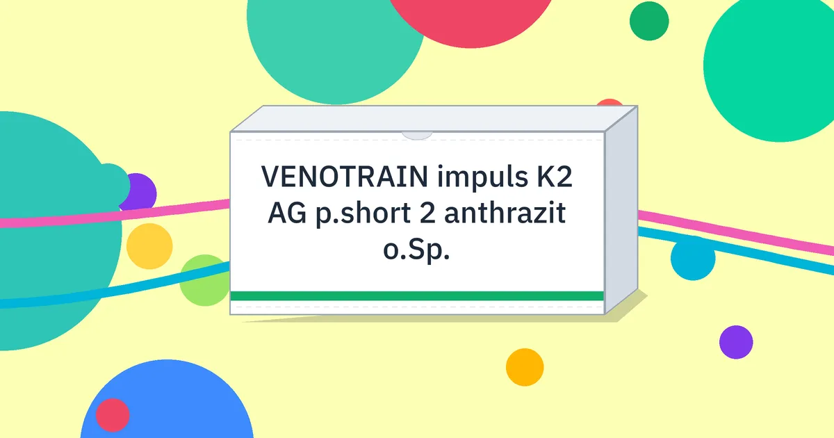 Symbolbild: Packung mit der Aufschrift VENOTRAIN impuls K2 AG p.short 2 anthrazit o.Sp. (PZN 15212682) – Verfügbarkeit und Bezug in Apotheken in Frankfurt am Main
