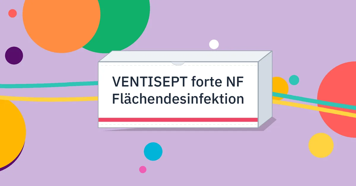 Symbolbild: Packung mit der Aufschrift VENTISEPT forte NF Flächendesinfektion (PZN 06921020) – Verfügbarkeit und Bezug in Apotheken in Frankfurt am Main