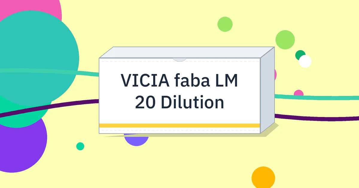 Symbolbild: Packung mit der Aufschrift VICIA faba LM 20 Dilution (PZN 13272941) – Verfügbarkeit und Bezug in Apotheken in Frankfurt am Main