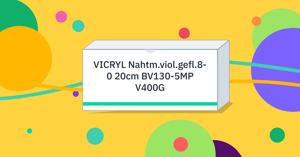 Symbolbild: Packung mit der Aufschrift VICRYL Nahtm.viol.gefl.8-0 20cm BV130-5MP V400G (PZN 20915836) – Verfügbarkeit und Bezug in Apotheken in Frankfurt am Main