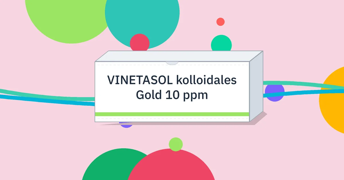Symbolbild: Packung mit der Aufschrift VINETASOL kolloidales Gold 10 ppm (PZN 18391745) – Verfügbarkeit und Bezug in Apotheken in Frankfurt am Main
