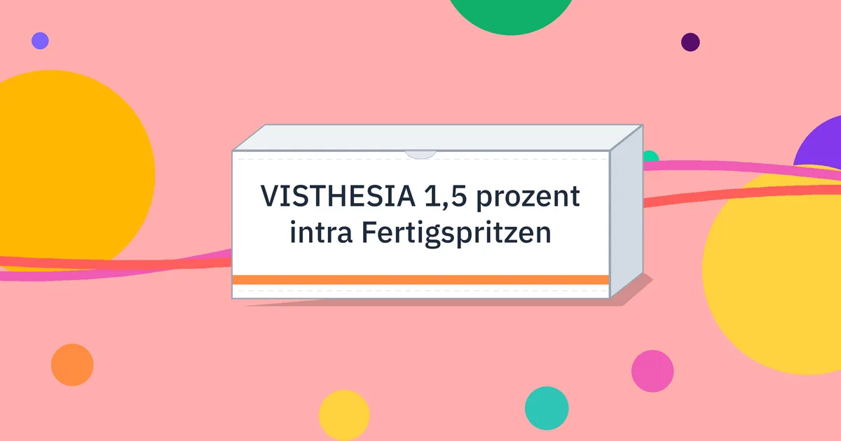 Symbolbild: Packung mit der Aufschrift VISTHESIA 1,5 prozent intra Fertigspritzen (PZN 05451322) – Verfügbarkeit und Bezug in Apotheken in Frankfurt am Main