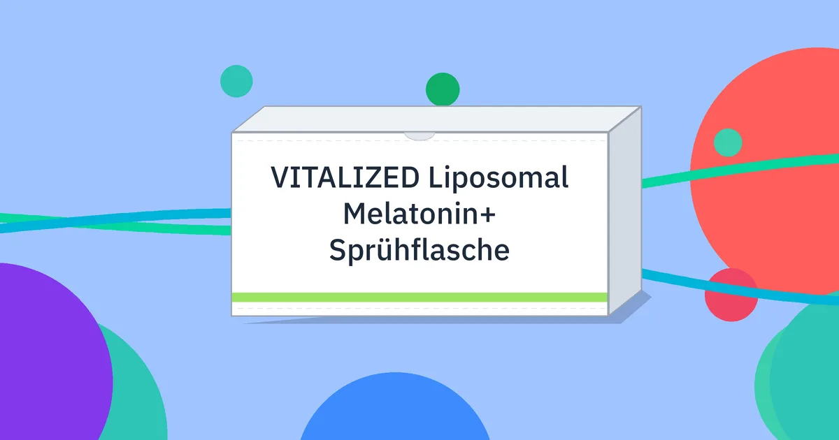 Symbolbild: Packung mit der Aufschrift VITALIZED Liposomal Melatonin+ Sprühflasche (PZN 20109644) – Verfügbarkeit und Bezug in Apotheken in Frankfurt am Main