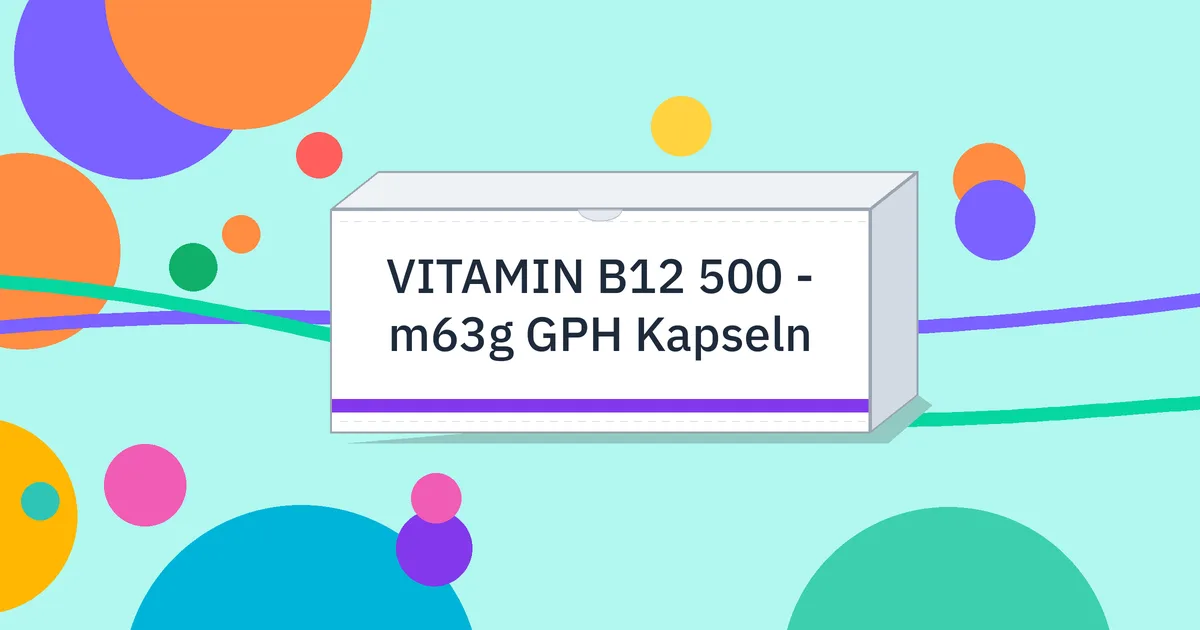 Symbolbild: Packung mit der Aufschrift VITAMIN B12 500 -m63g GPH Kapseln (PZN 13251206) – Verfügbarkeit und Bezug in Apotheken in Frankfurt am Main