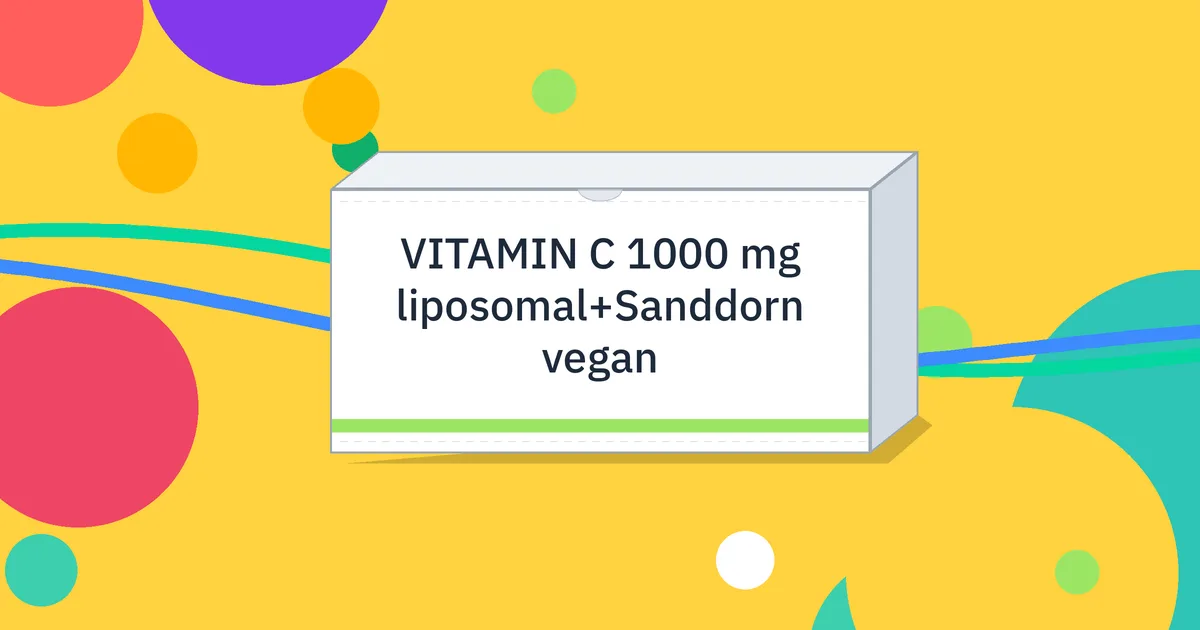 Symbolbild: Packung mit der Aufschrift VITAMIN C 1000 mg liposomal+Sanddorn vegan (PZN 17849461) – Verfügbarkeit und Bezug in Apotheken in Frankfurt am Main