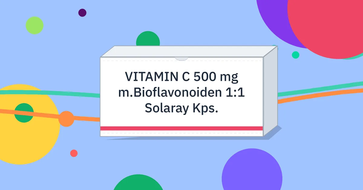 Symbolbild: Packung mit der Aufschrift VITAMIN C 500 mg m.Bioflavonoiden 1:1 Solaray Kps. (PZN 17255052) – Verfügbarkeit und Bezug in Apotheken in Frankfurt am Main