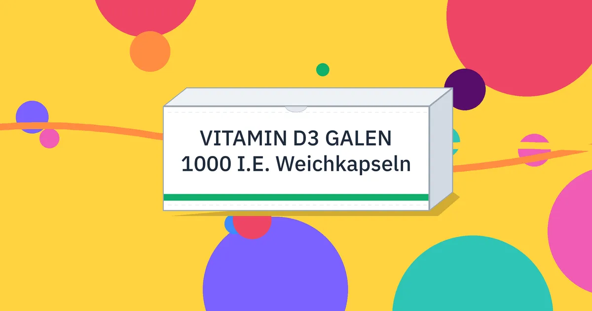 Symbolbild: Packung mit der Aufschrift VITAMIN D3 GALEN 1000 I.E. Weichkapseln (PZN 17622740) – Verfügbarkeit und Bezug in Apotheken in Frankfurt am Main