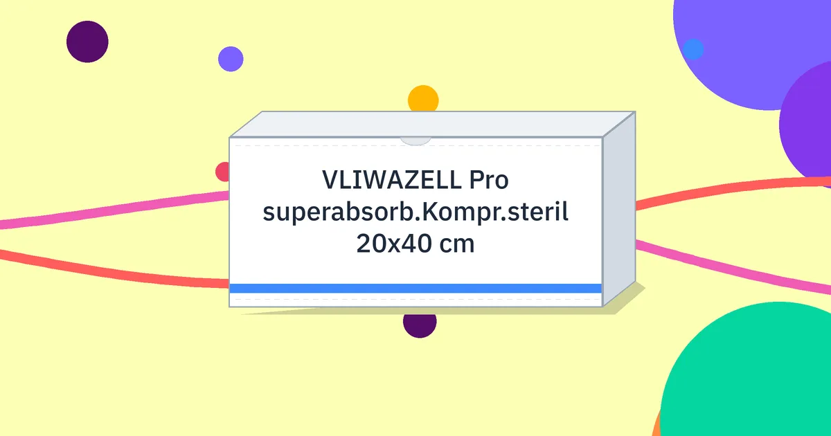 Symbolbild: Packung mit der Aufschrift VLIWAZELL Pro superabsorb.Kompr.steril 20x40 cm (PZN 17938101) – Verfügbarkeit und Bezug in Apotheken in Frankfurt am Main