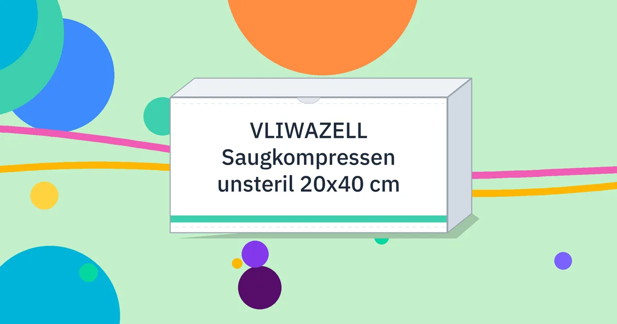 Symbolbild: Packung mit der Aufschrift VLIWAZELL Saugkompressen unsteril 20x40 cm (PZN 14444462) – Verfügbarkeit und Bezug in Apotheken in Frankfurt am Main