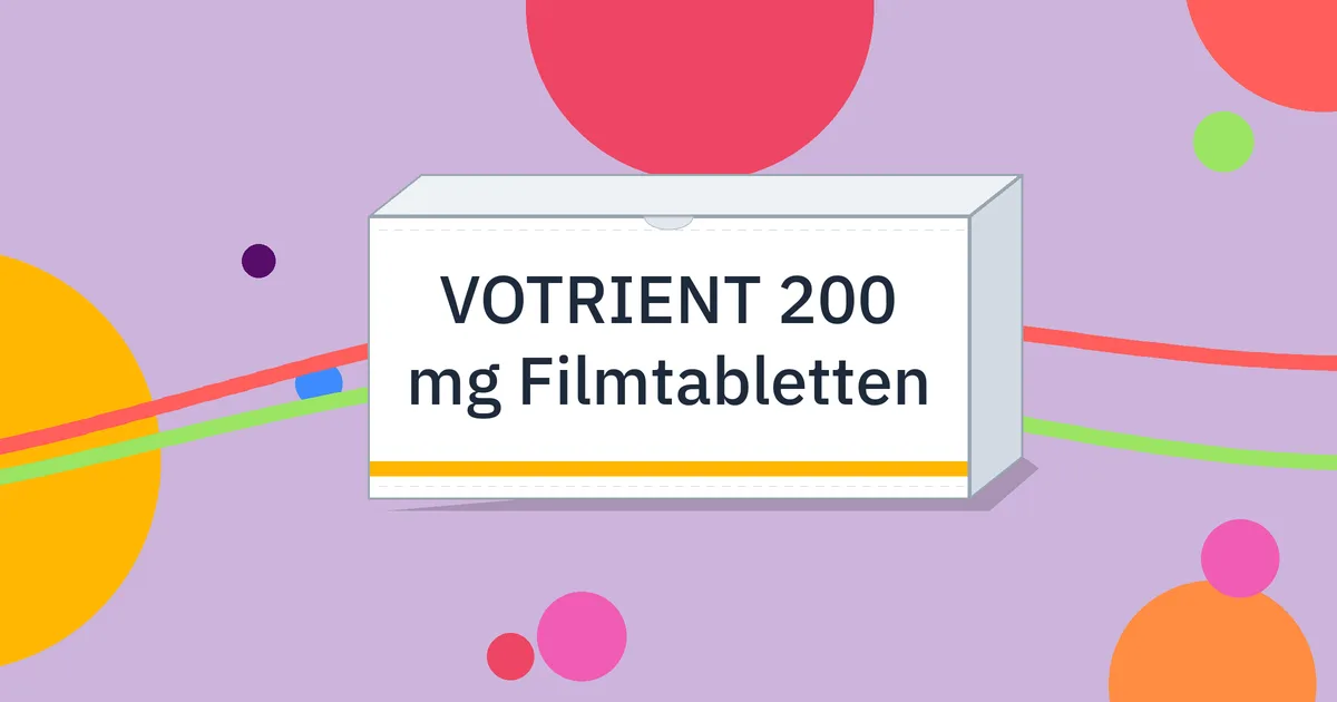 Symbolbild: Packung mit der Aufschrift VOTRIENT 200 mg Filmtabletten (PZN 07574017) – Verfügbarkeit und Bezug in Apotheken in Frankfurt am Main