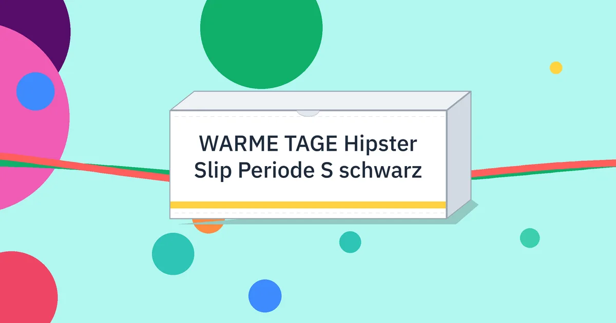 Symbolbild: Packung mit der Aufschrift WARME TAGE Hipster Slip Periode S schwarz (PZN 16127688) – Verfügbarkeit und Bezug in Apotheken in Frankfurt am Main