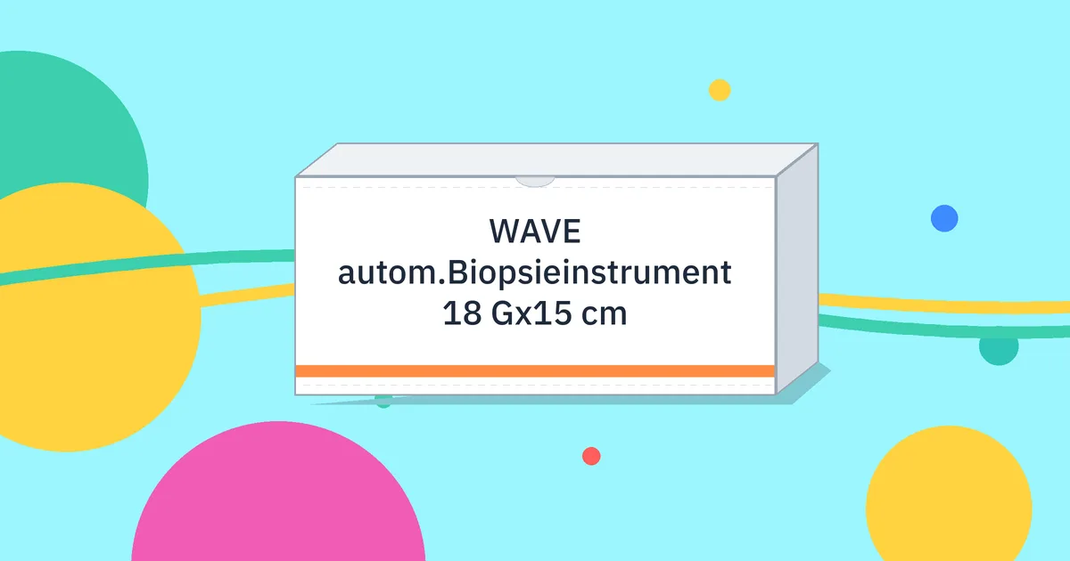 Symbolbild: Packung mit der Aufschrift WAVE autom.Biopsieinstrument 18 Gx15 cm (PZN 19529476) – Verfügbarkeit und Bezug in Apotheken in Frankfurt am Main